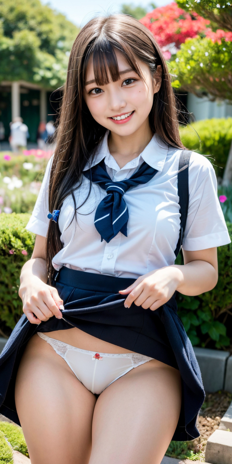 女子校生と秘密の花園エロ画像78枚！制服美少女JKがスカートめくりパンツ披露 - Aidol18～美少女AIエロ動画・画像集～